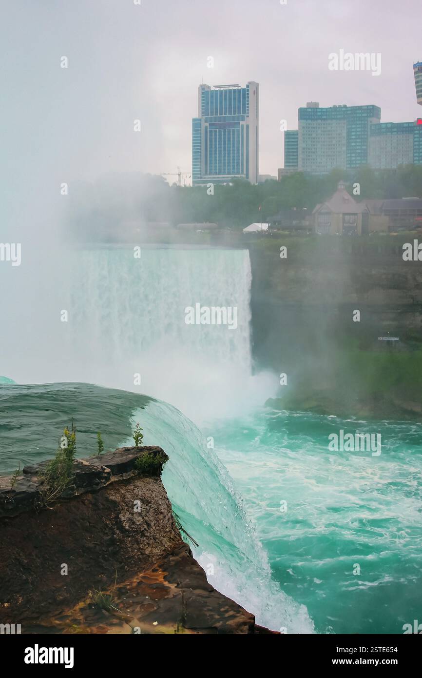 Niagara Falls showcased with cascading waters and vibrant mist, framed ...