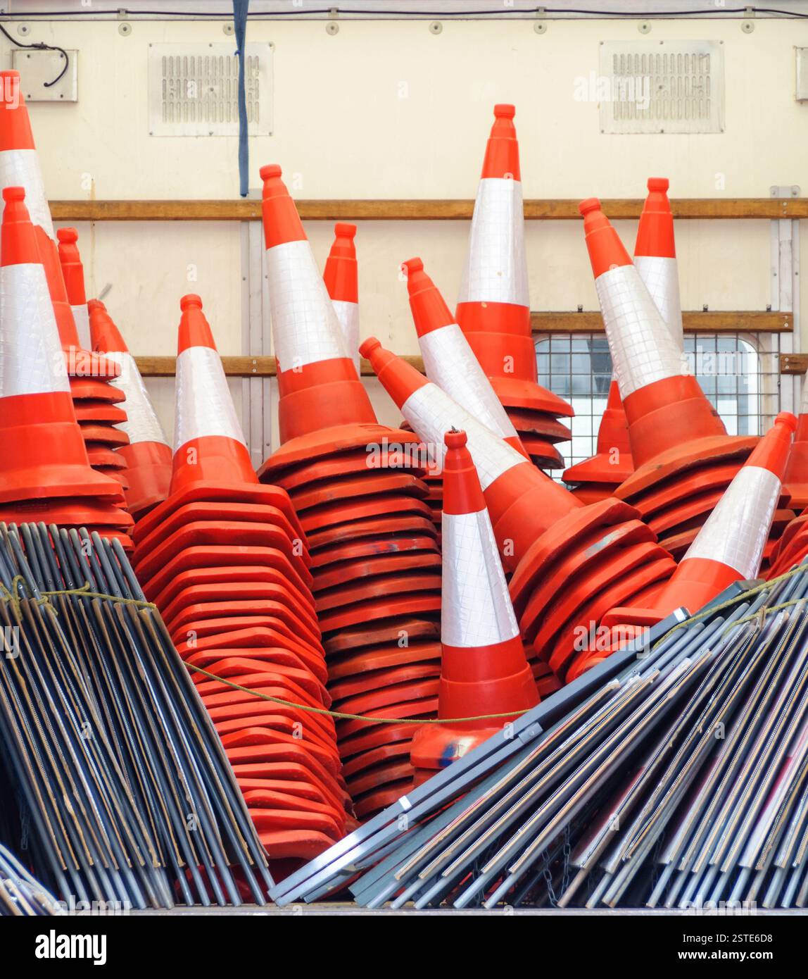 Warning orange white cones hi-res stock photography and images - Alamy
