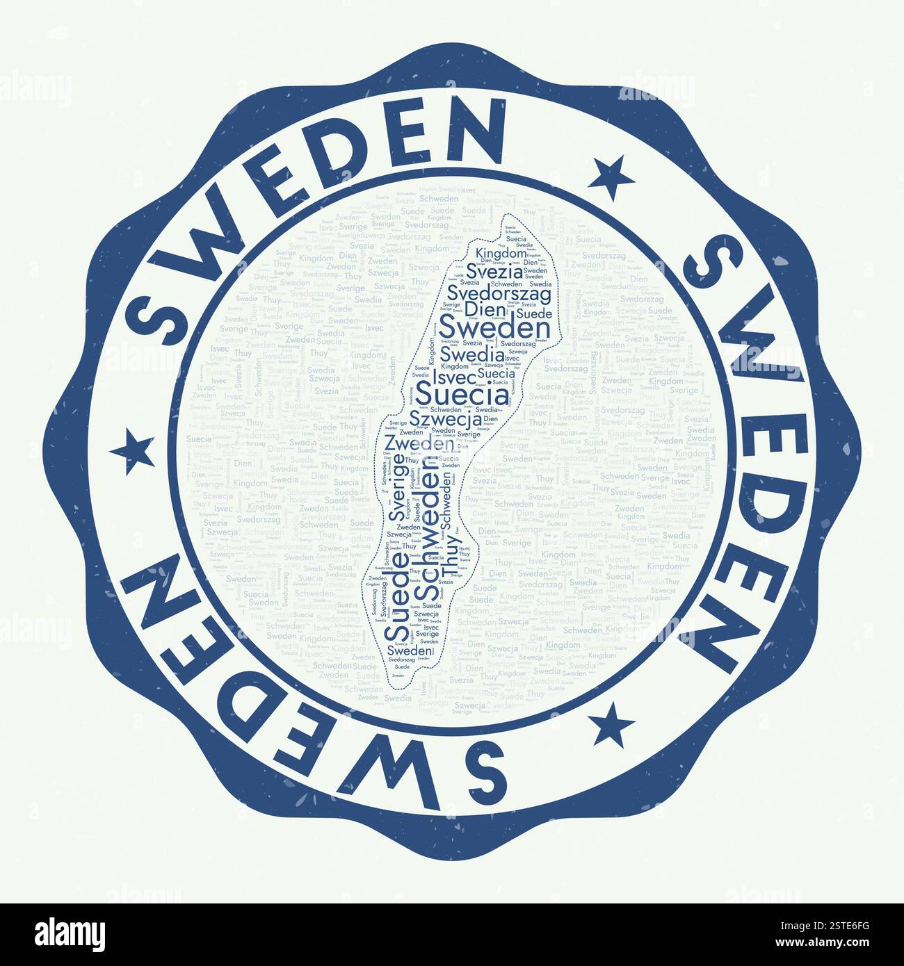Sweden logo. Appealing country badge with word cloud in shape of Sweden ...