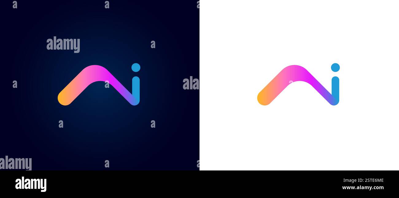 Modern AI monogram logo with futuristic design and gradient colors ...