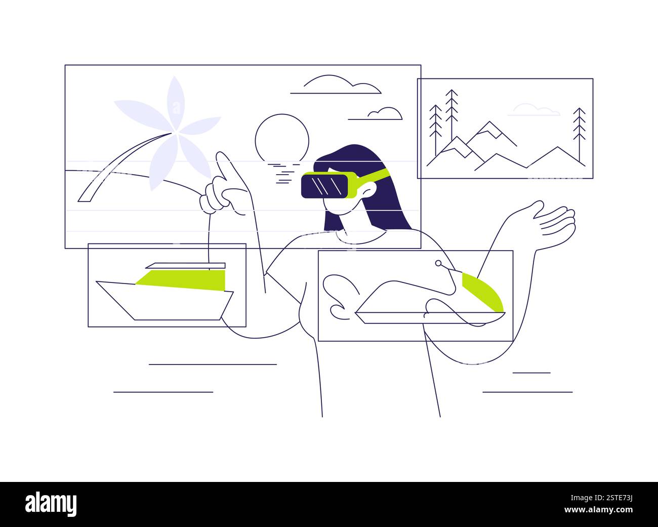 Virtual travelling abstract concept vector illustration Stock Vector ...