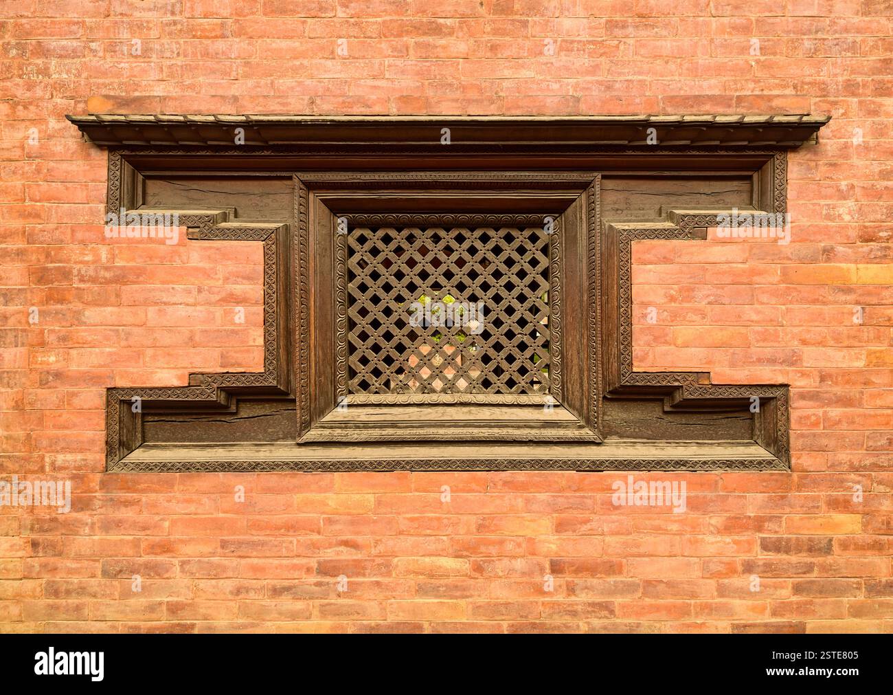 Traditional wooden Nepalese window Stock Photo - Alamy