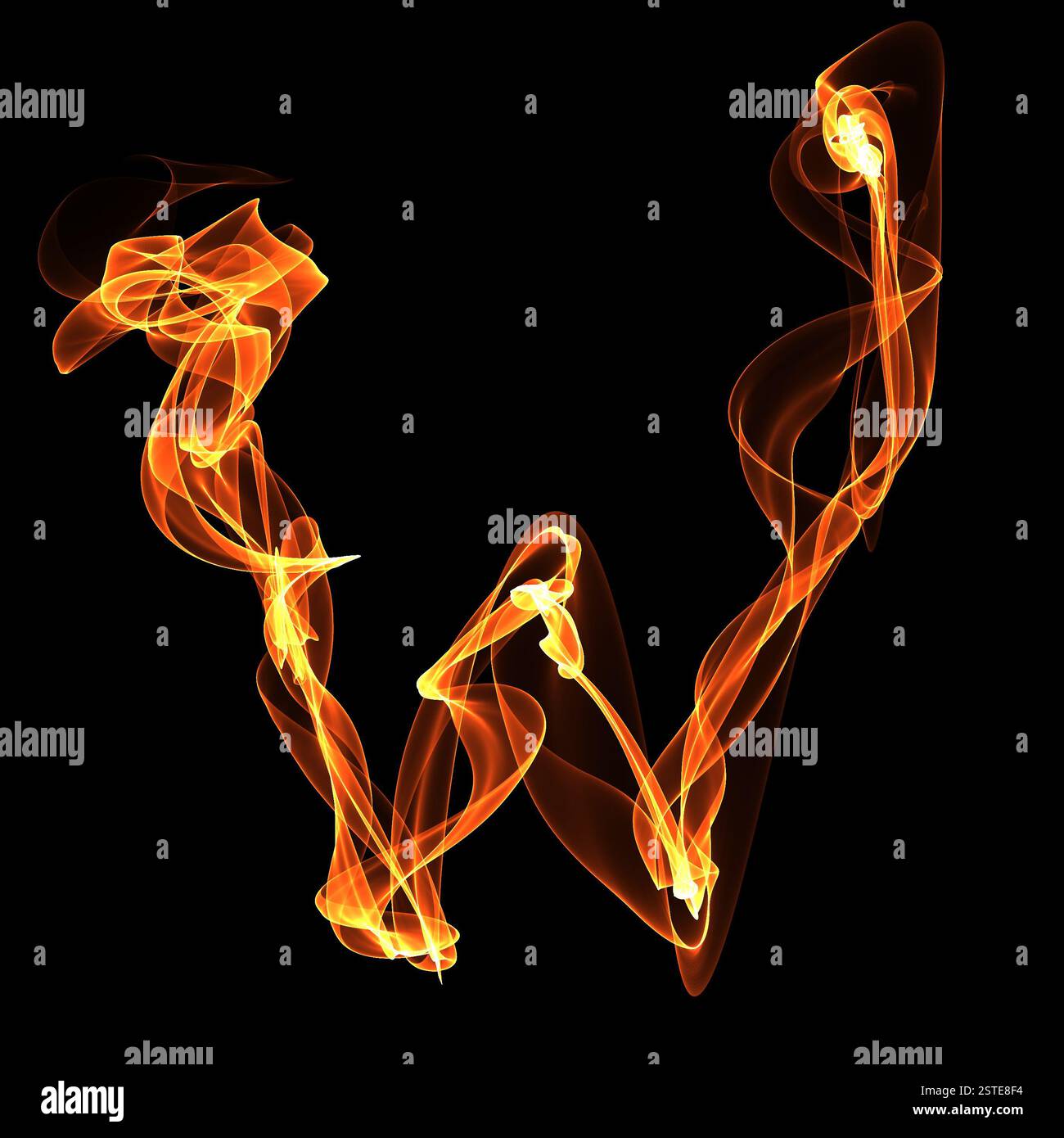 W letter. Fire ABC on black background Stock Photo - Alamy