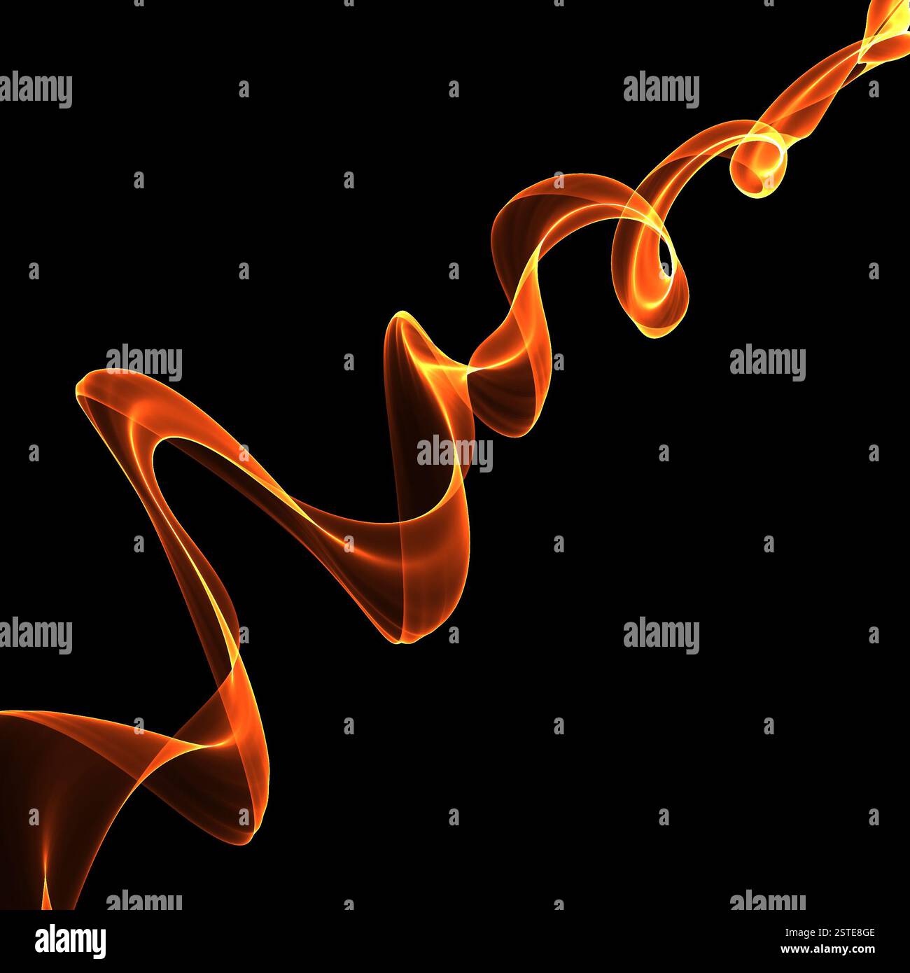 Curly fire line on black Stock Photo - Alamy