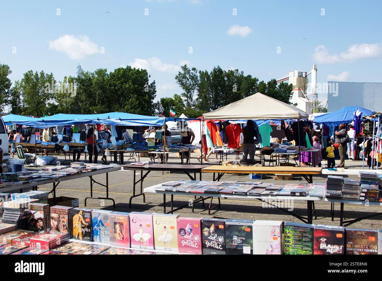 Outdoor Flea Market with Various Items for Sale Stock Photo - Alamy