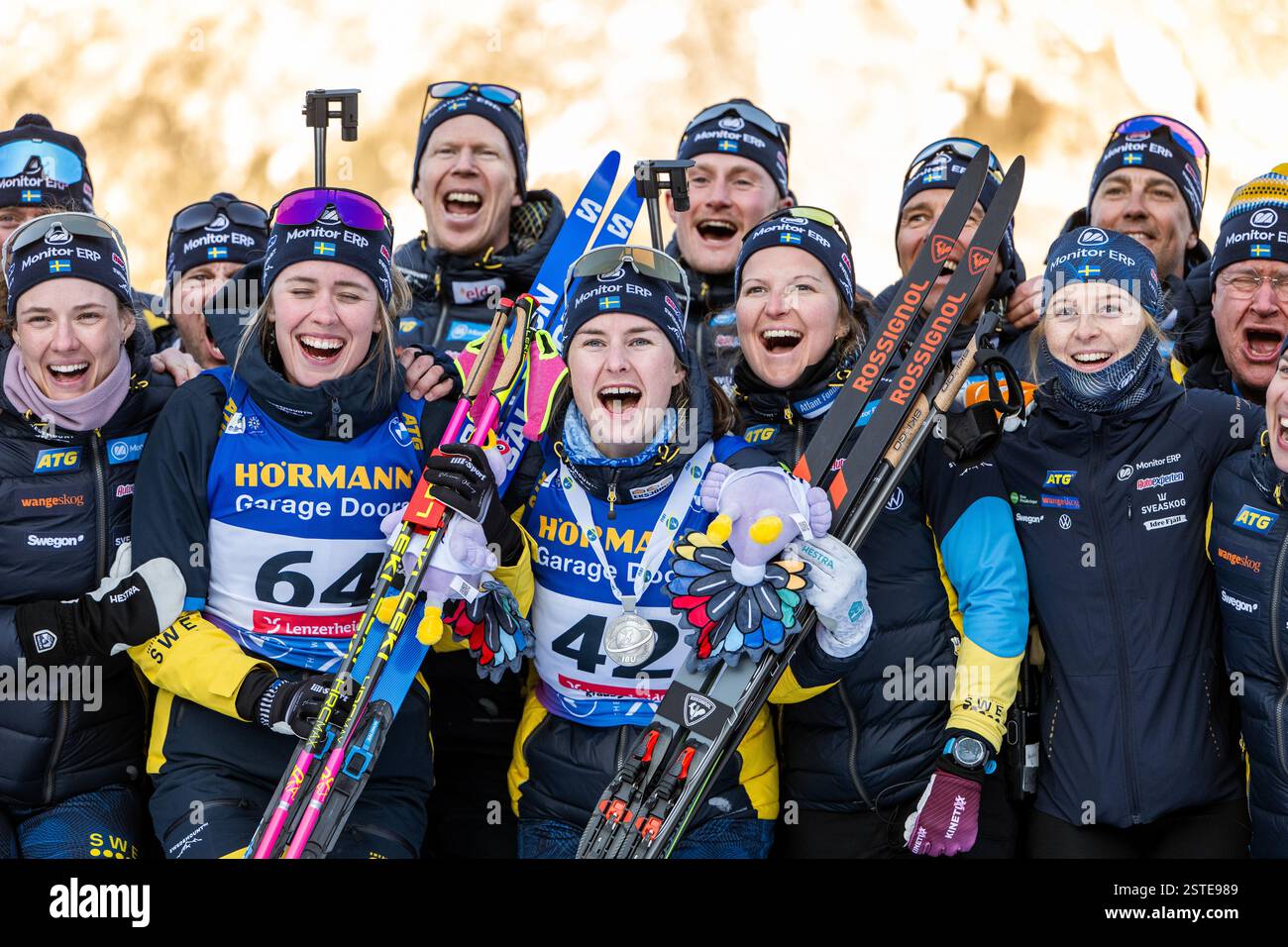 Silver medalist Ella Halvarsson of, Sweden. , . celebrates with team ...