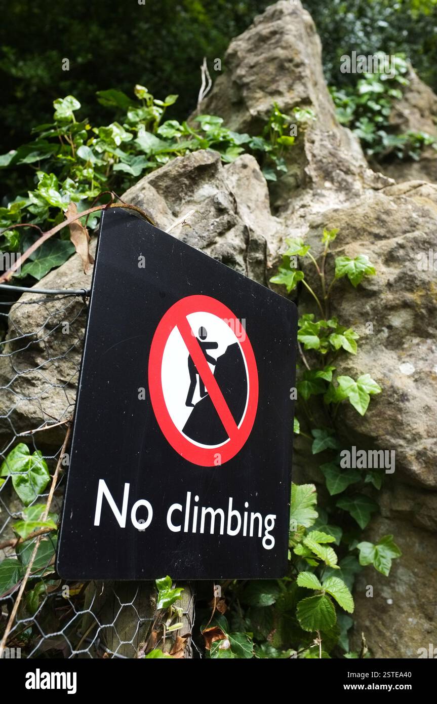 No climbing sign at rock face. Wiltshire UK Stock Photo - Alamy