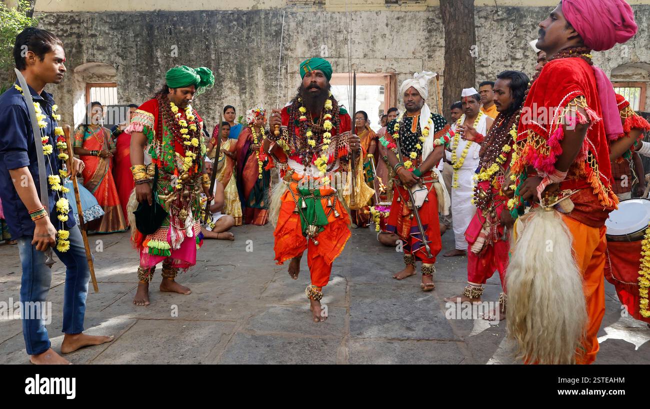 Sword dancers at a wedding ceremony in Viayapura (Bijapur), Karnataka ...