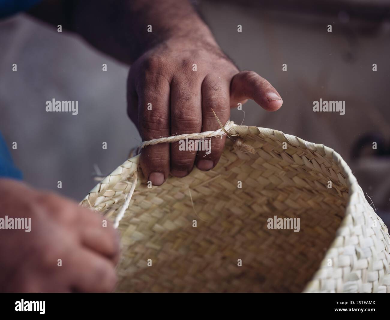 Close-up view capturing the detailed craftsmanship of an artisan ...