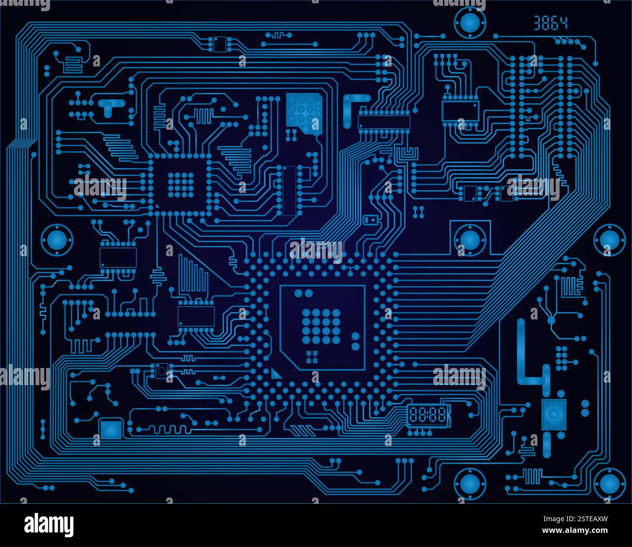 Hi-tech dark blue industrial electronic circuit board abstract ...