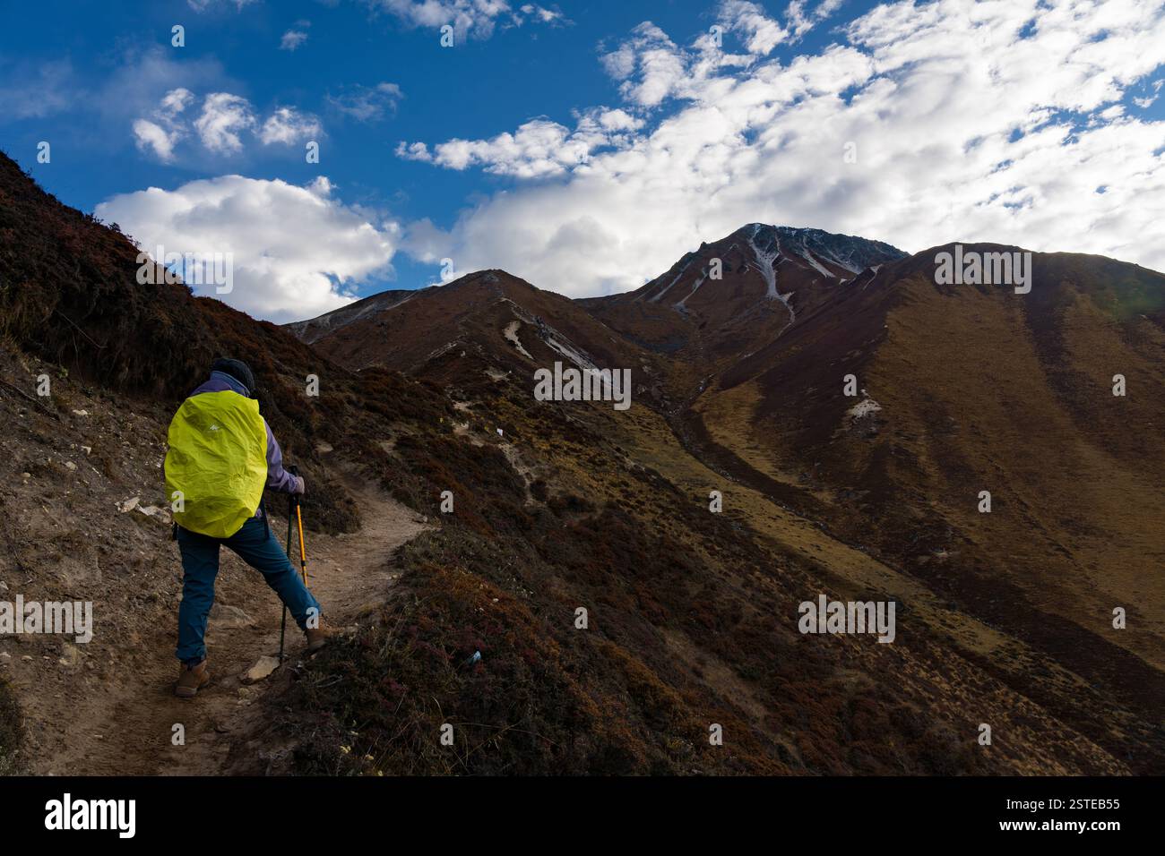 People Climbing Tsergo Ri Peak in Langtang Valley of Himalayas in Nepal ...