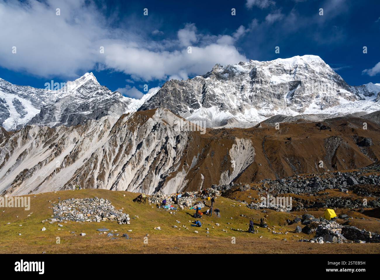 Yala Peak Base Camp with Tsergo Ri Peak in the background, located in ...