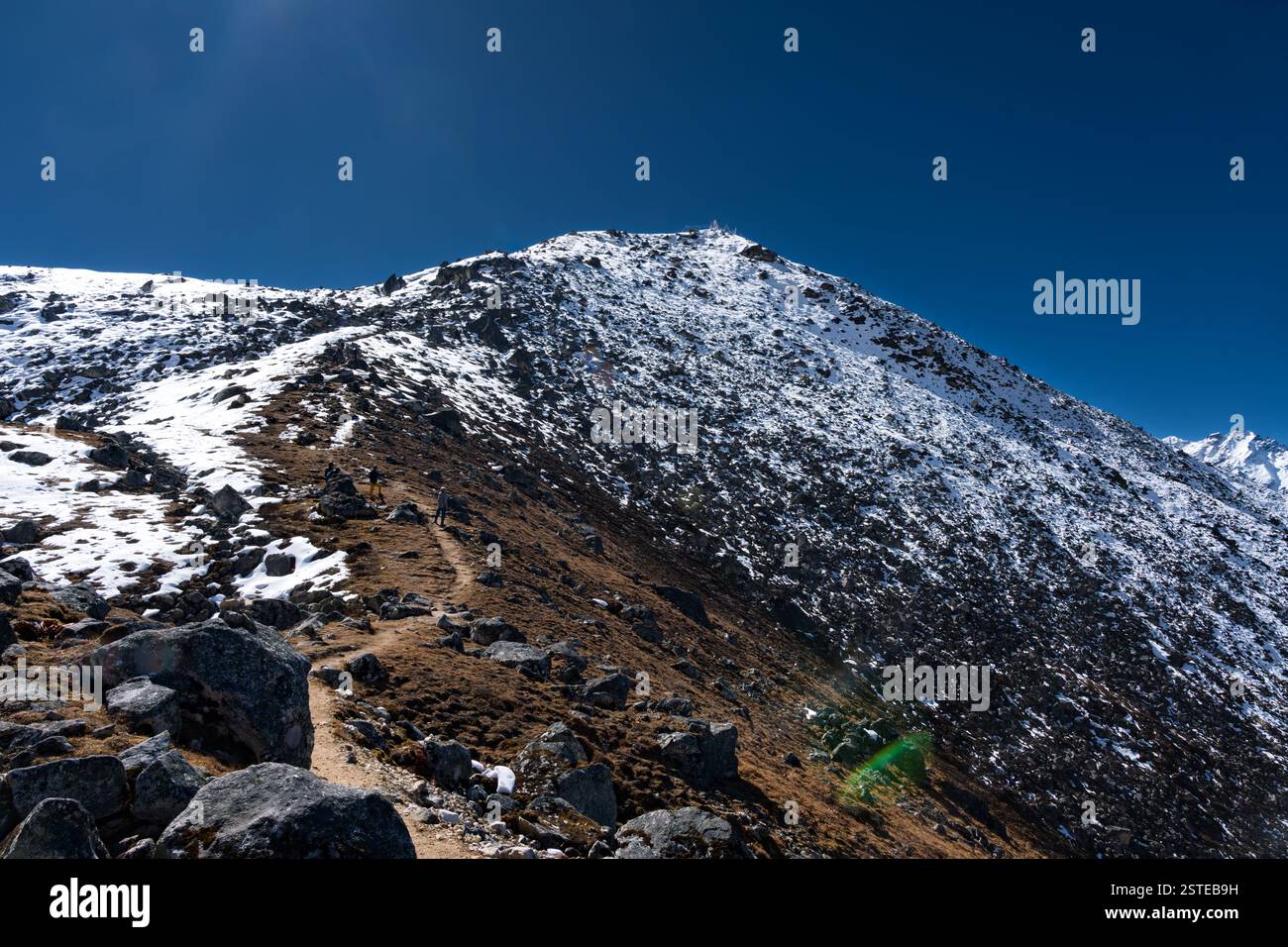 People Climbing Tsergo Ri Peak in Langtang Valley of Himalayas in Nepal ...