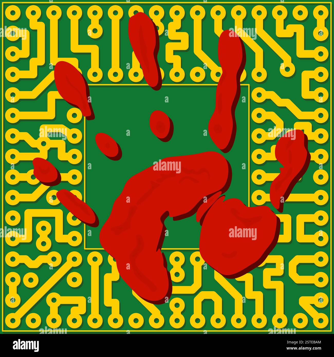 Computer technology fingerprinting. Handprint over the the electronic ...