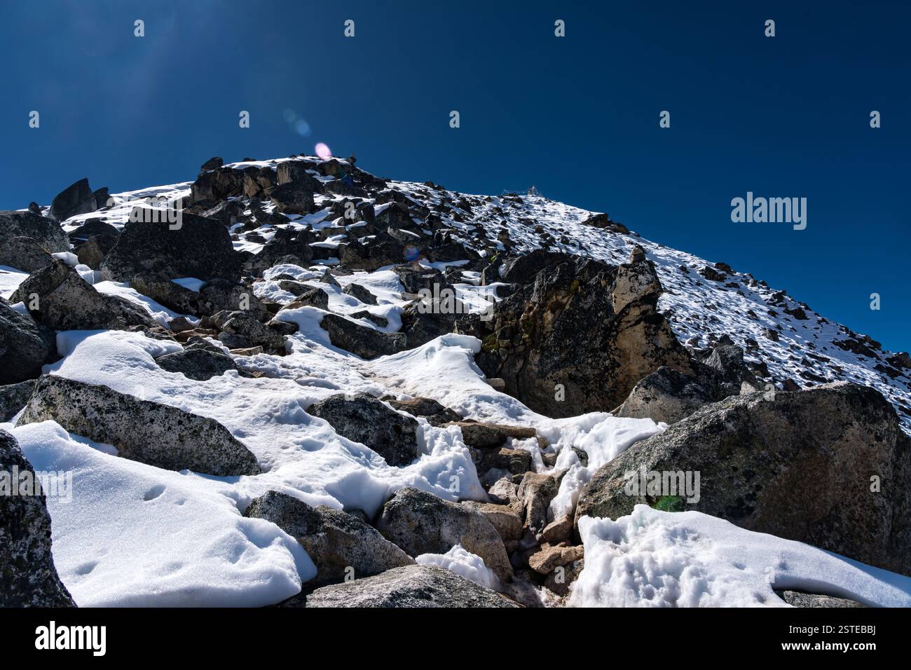 People Climbing Tsergo Ri Peak in Langtang Valley of Himalayas in Nepal ...