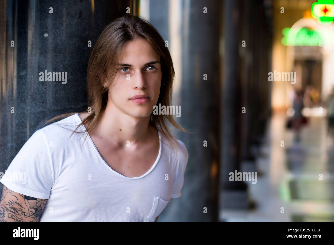 Pensive man long hair thinking hi-res stock photography and images - Alamy