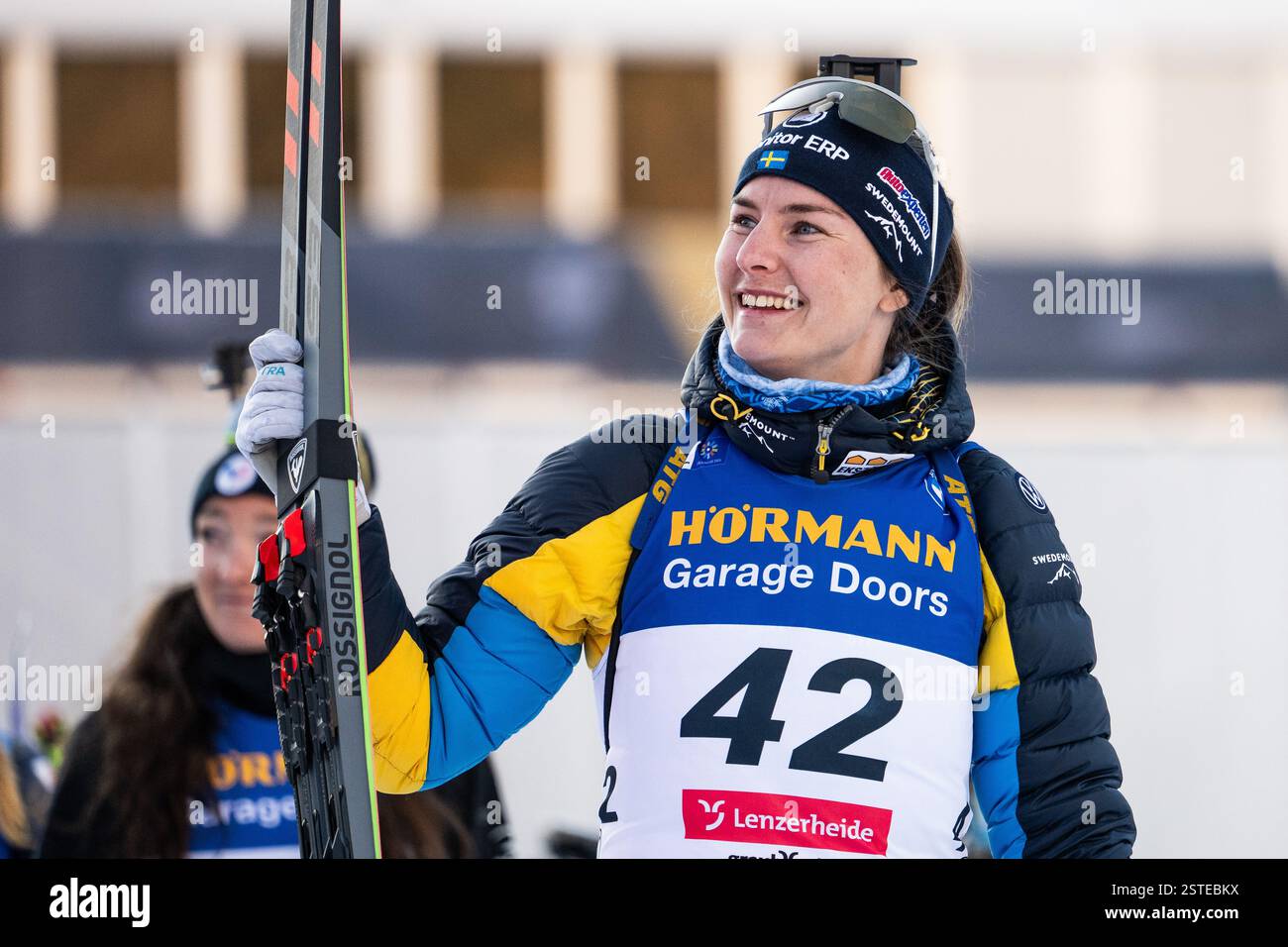 Silver medalist Ella Halvarsson of, Sweden. , . celebrates ahead of the ...