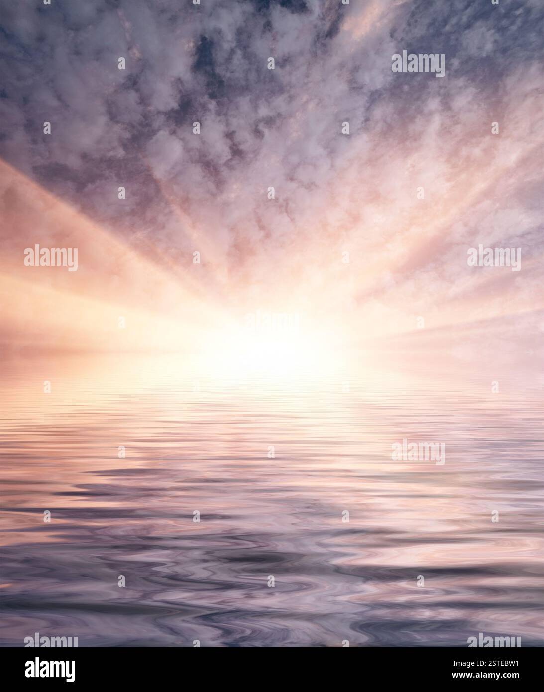 Calm scene of a Sunset in a ocean Stock Photo - Alamy