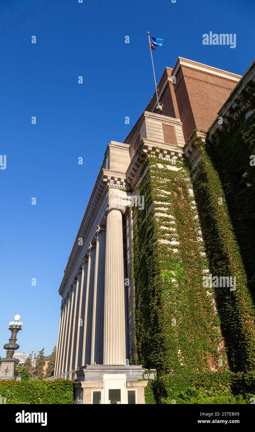 The columns of the beautiful Northrop Hall on the campus of the ...