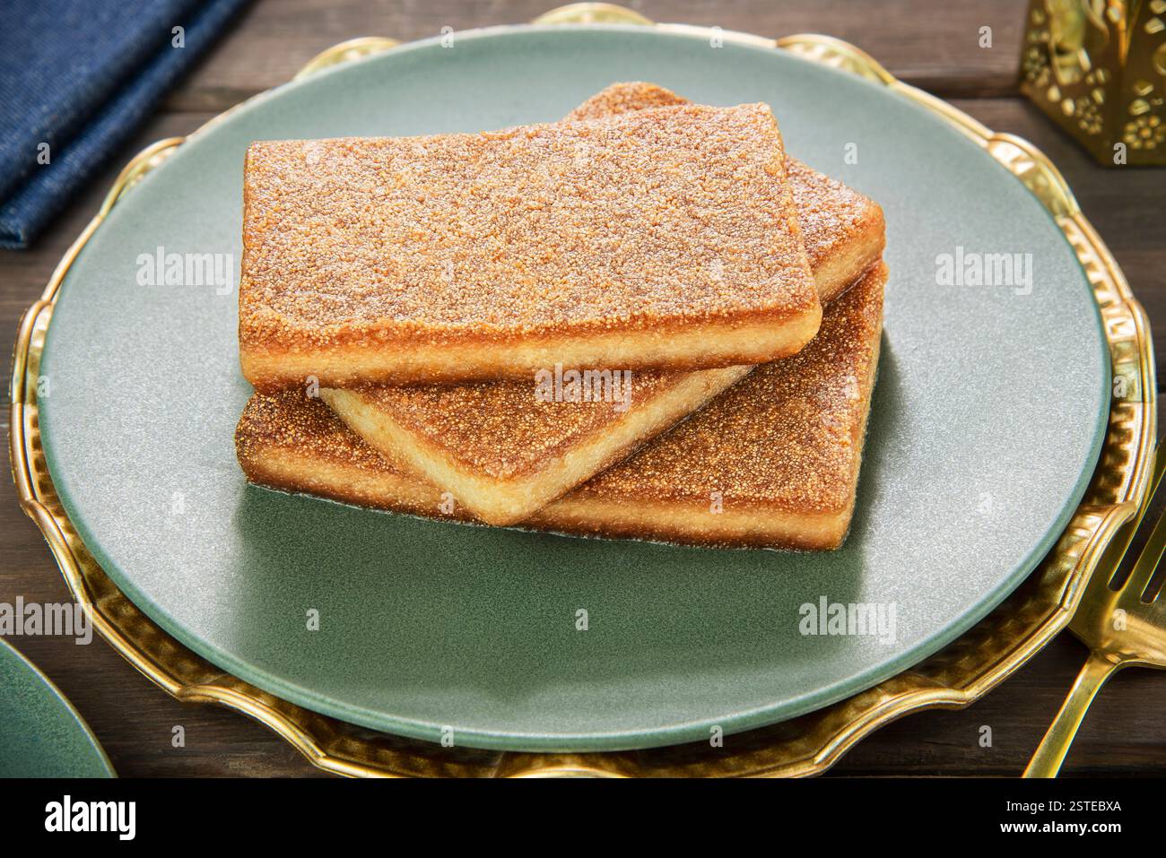 Arabic cuisine; Traditional Arabic dessert "Basbousa". It's a delicious ...