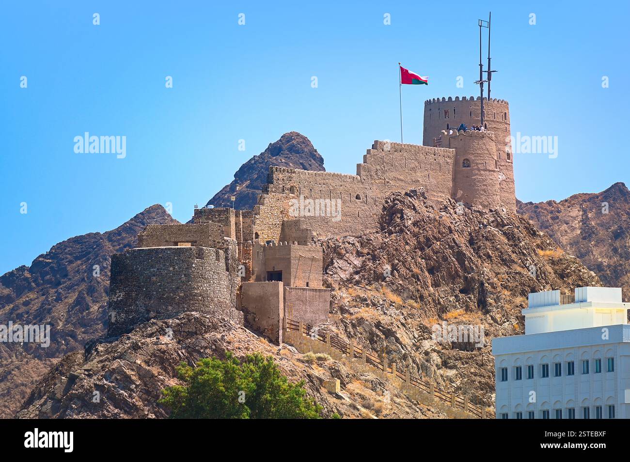 Ancient stone Mutrah Fort in Muscat, Oman Stock Photo - Alamy