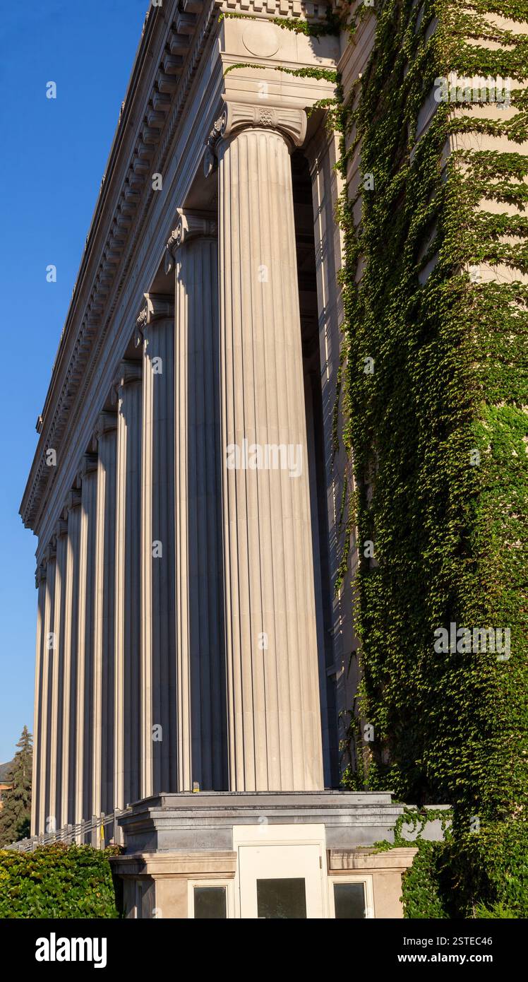 The columns of the beautiful Northrop Hall on the campus of the ...