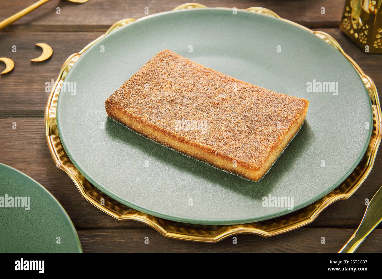 Arabic cuisine; Traditional Arabic dessert "Basbousa". It's a delicious ...