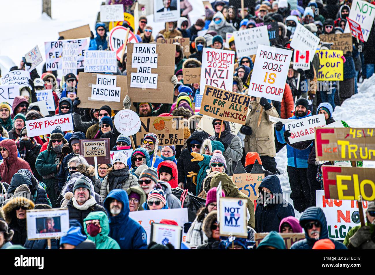 Demonstrators protest Trump administration policies during the Vermont ...