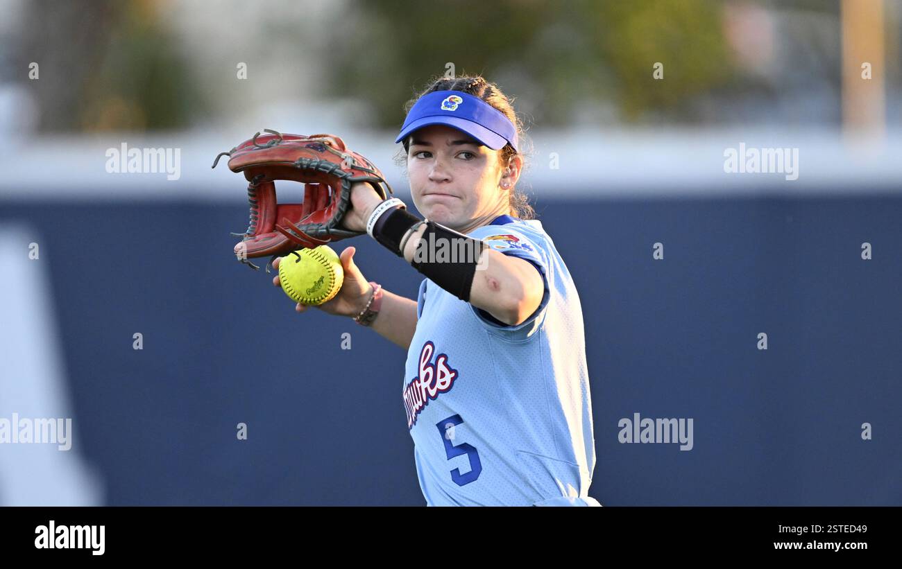 Kansas's Kadence Stafford during an NCAA softball game on Friday, Feb ...