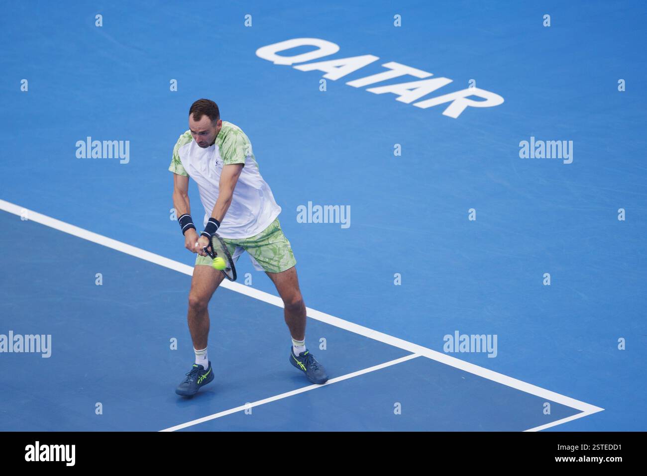 Doha, Qatar. 18th Feb, 2025. Roman Safiullin of Russia during the 2025 ...