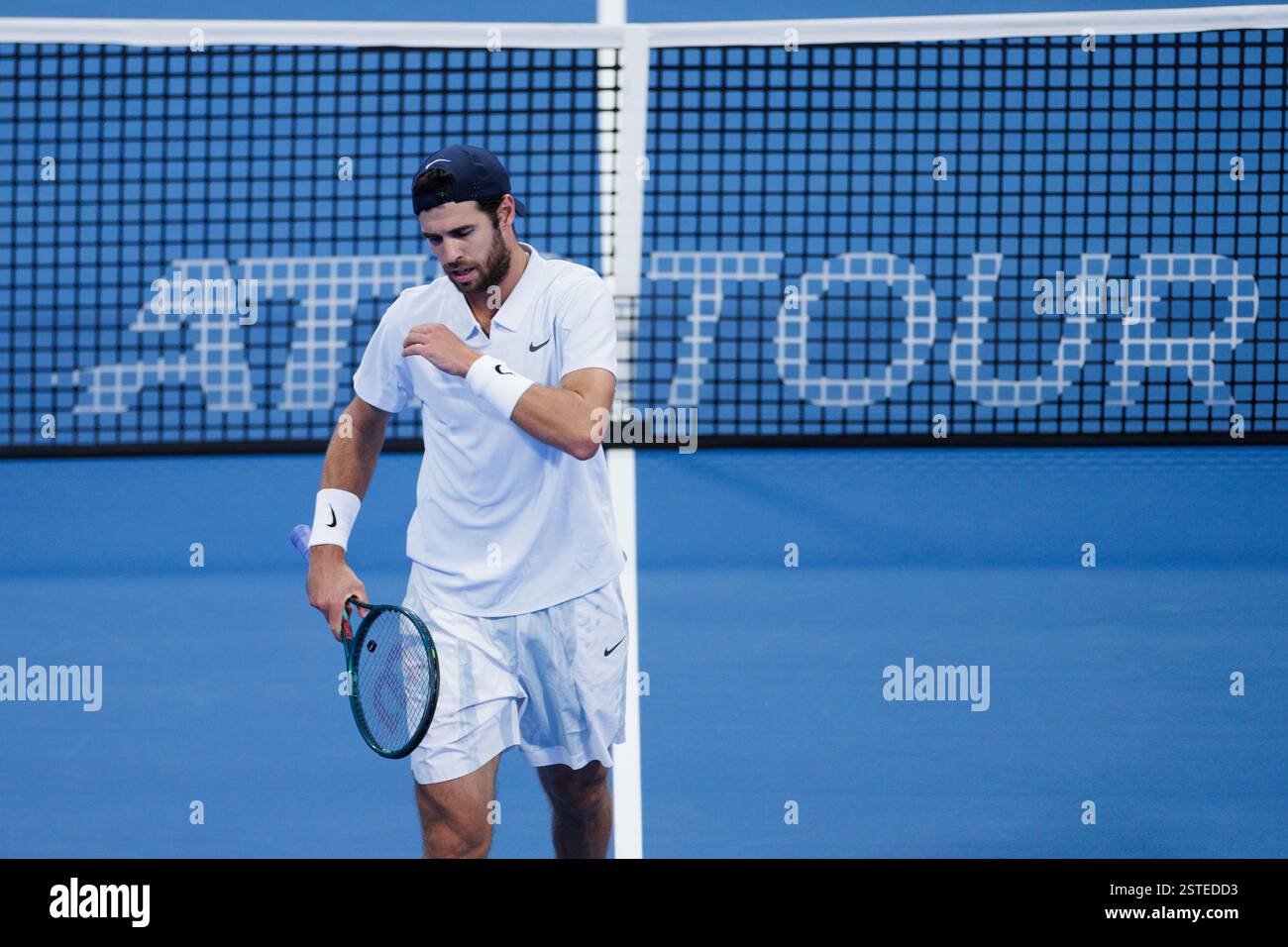 Doha, Qatar. 18th Feb, 2025. KarenKhachanov of Russia during the 2025 ...