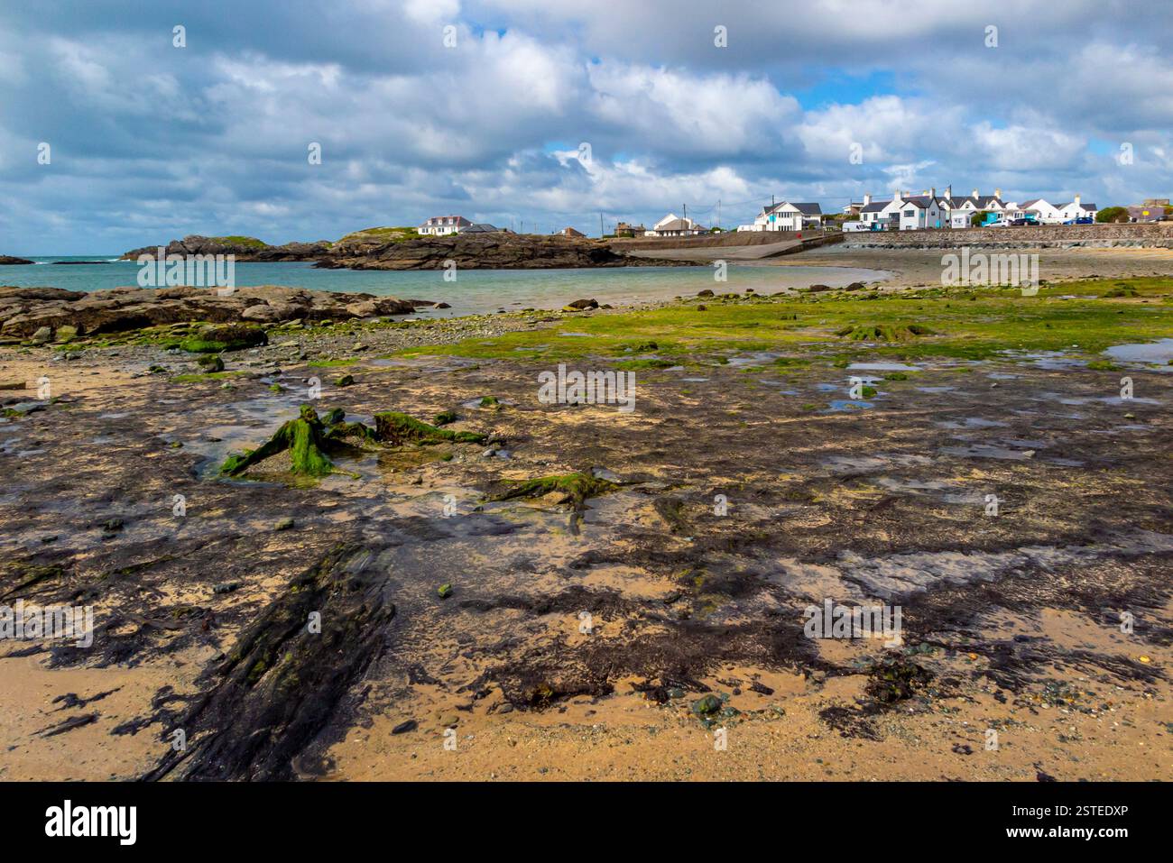 Beach at Trearddur Bay a coastal village resort south of Holyhead on ...