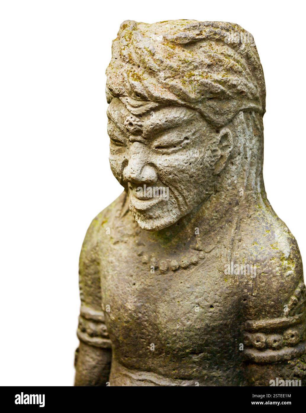 Stone sculpture of ancient warrior isolated on white background ...