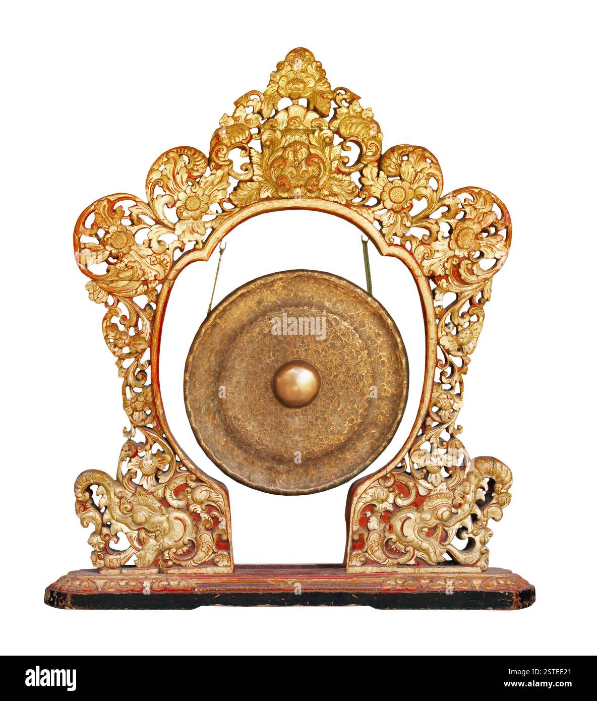 Traditional balinese gong - musical instrument isolated on white ...