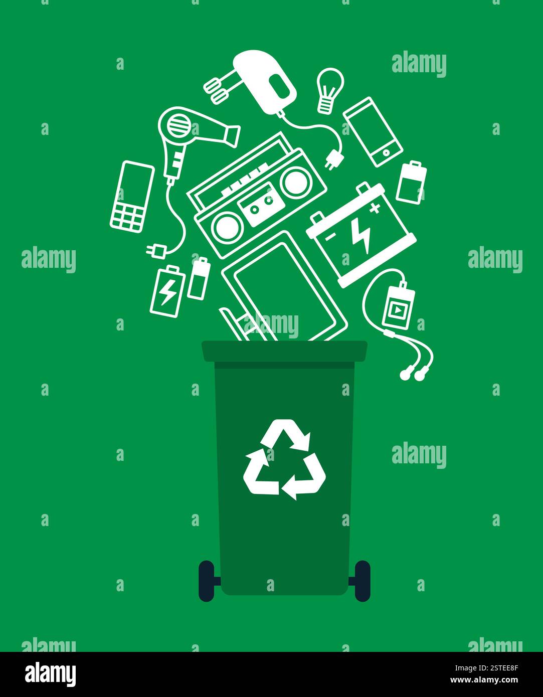 Electronic waste recycling bin illustration, e-waste container Stock ...