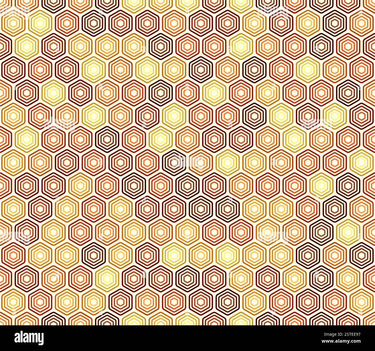 Seamless hexagon background. Orange color tones gradients. Bold stacked rounded hexagons mosaic ...