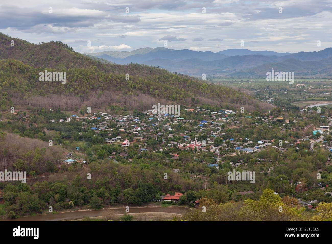 Thaton village view from above. Chiang Mai province, Northern Thailand ...