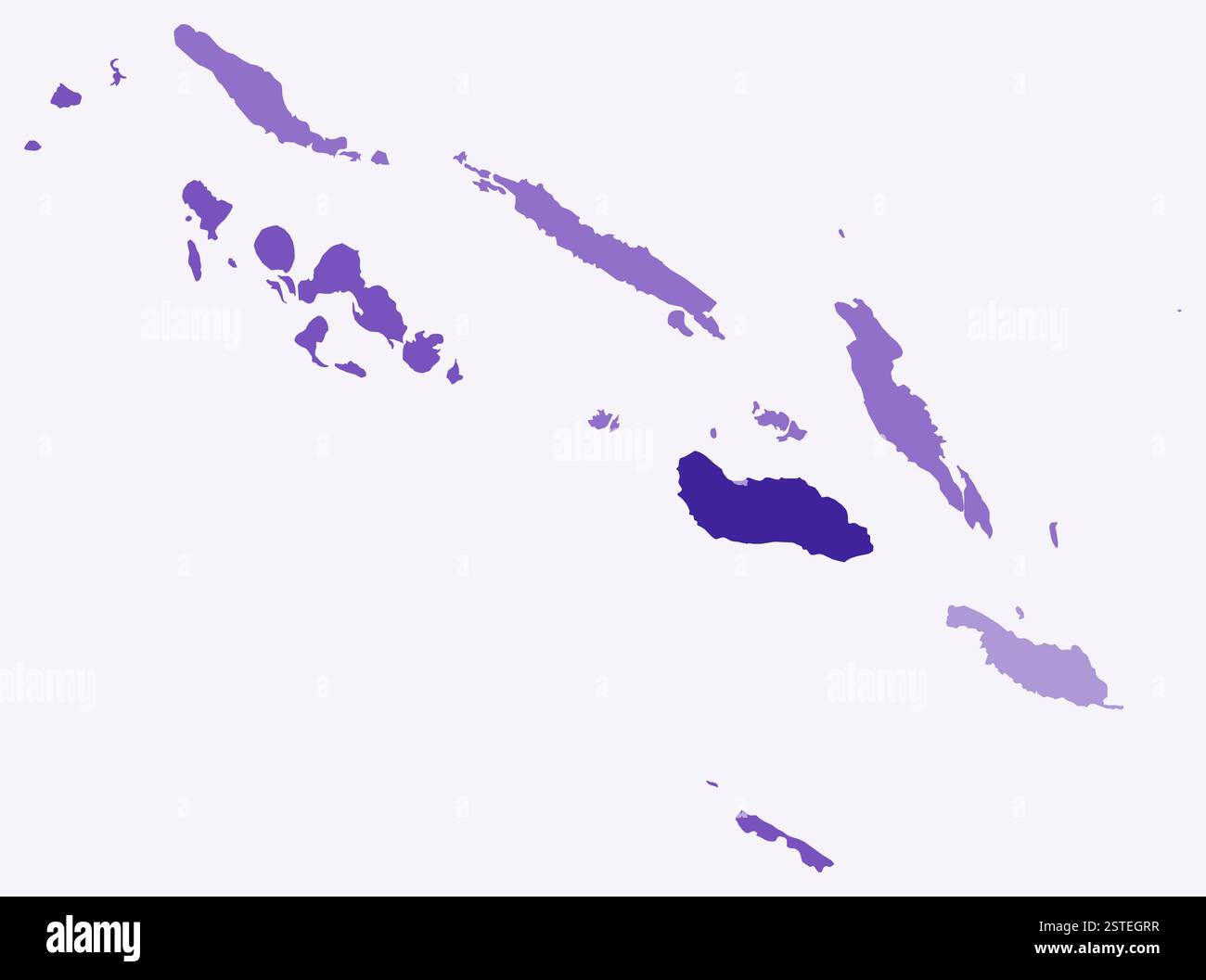 Map of Solomon Islands with regions. Just a simple country border map with region division. Deep ...