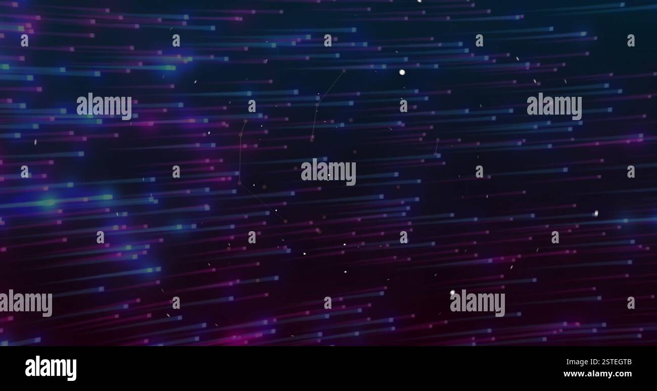 Colorful light streaks and particles moving in circular patterns, image ...