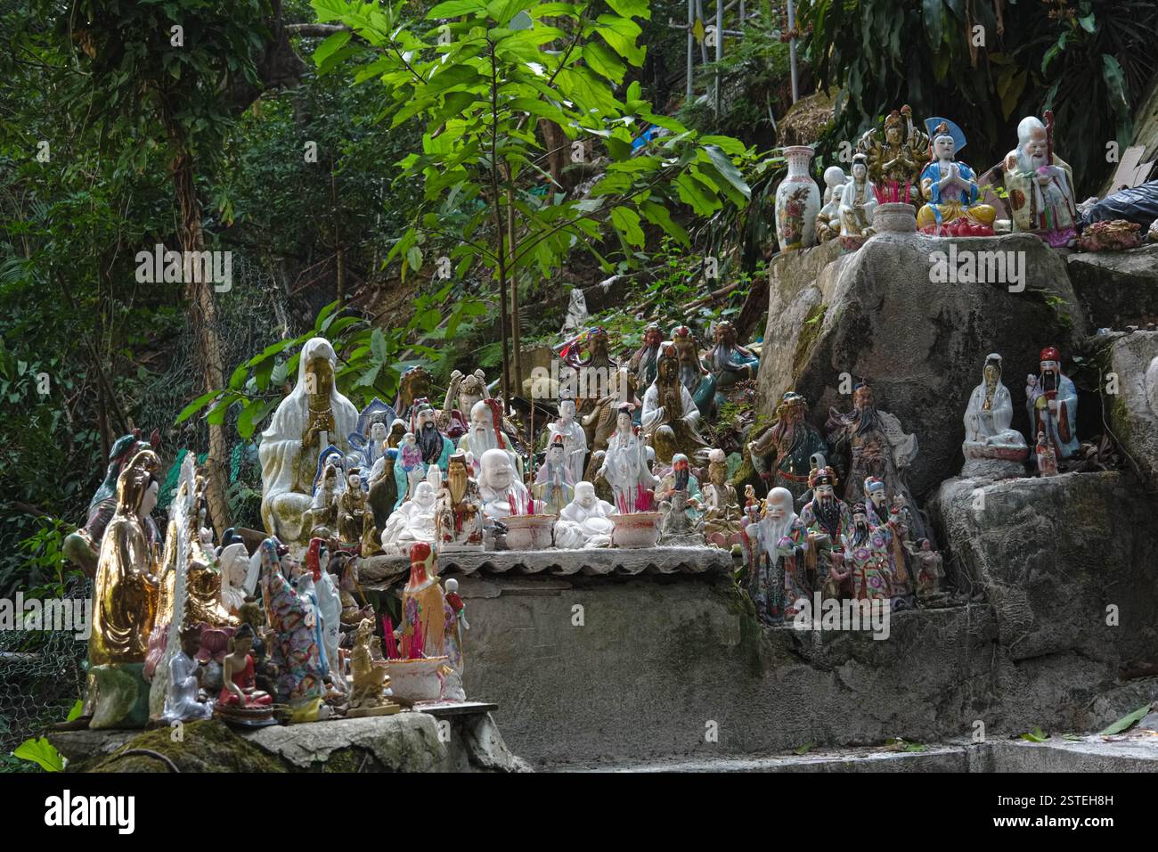 Hong Kong, China. 18th Feb, 2025. Variety of Chinese god statues are ...
