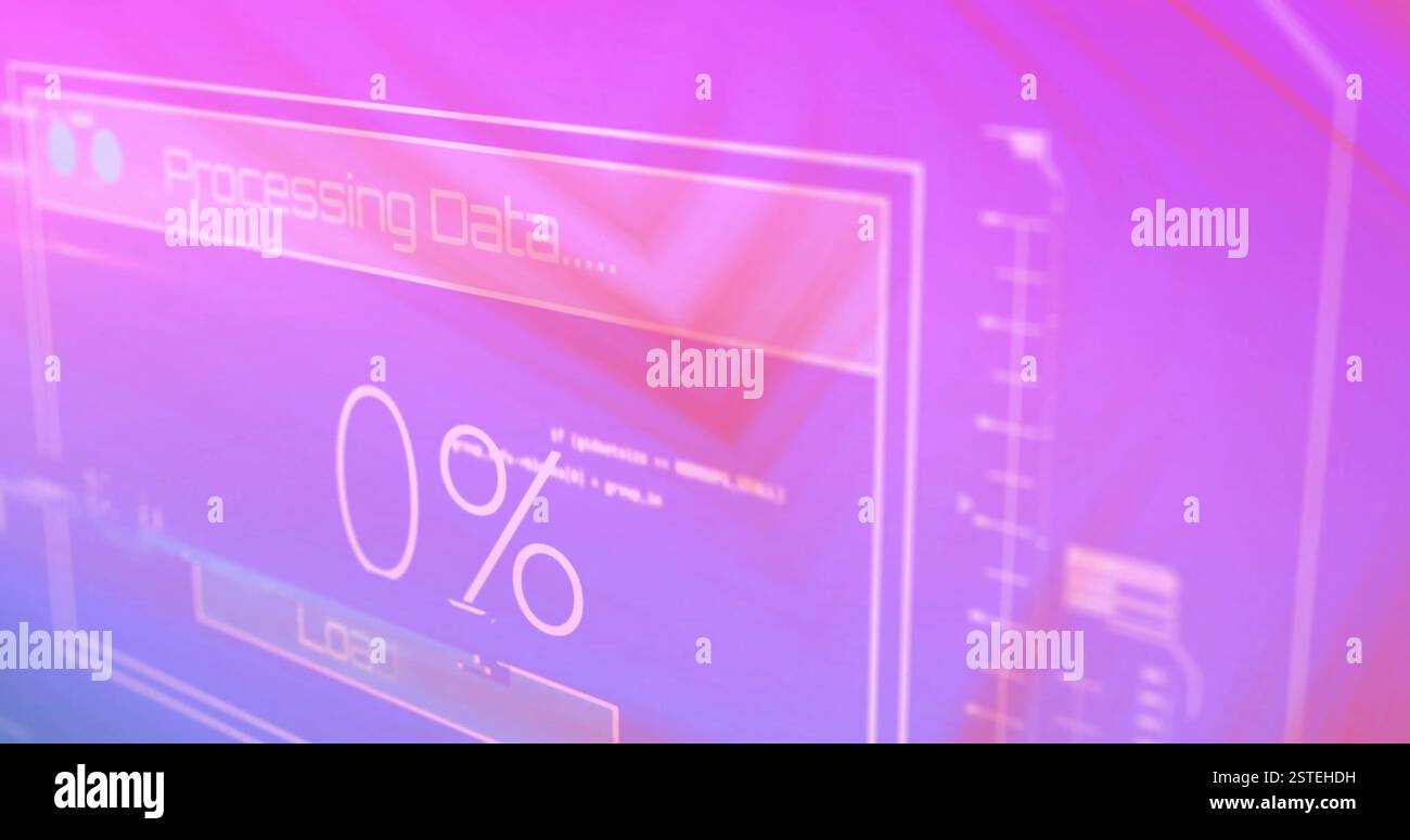 Processing data image with loading bar over pink background Stock Photo ...
