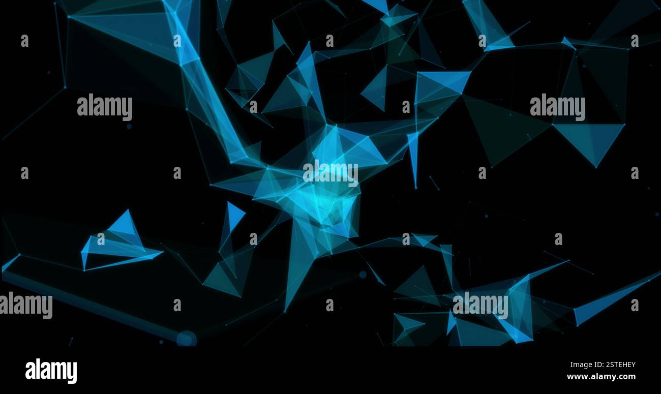 Abstract blue geometric shapes forming and transforming, digital image ...