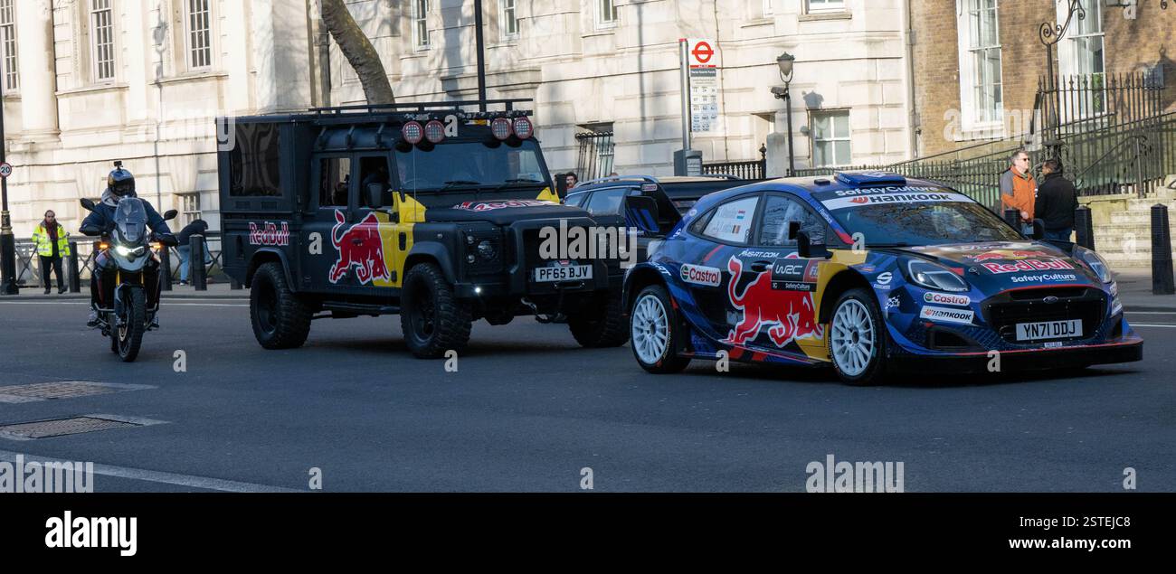 London UK 18th Feb 2025 Red Bull racing convoy in Whitehall London UK ...