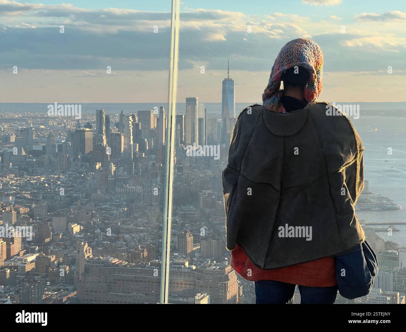 New York, USA. 18th Feb, 2025. A person looks out over New York from ...