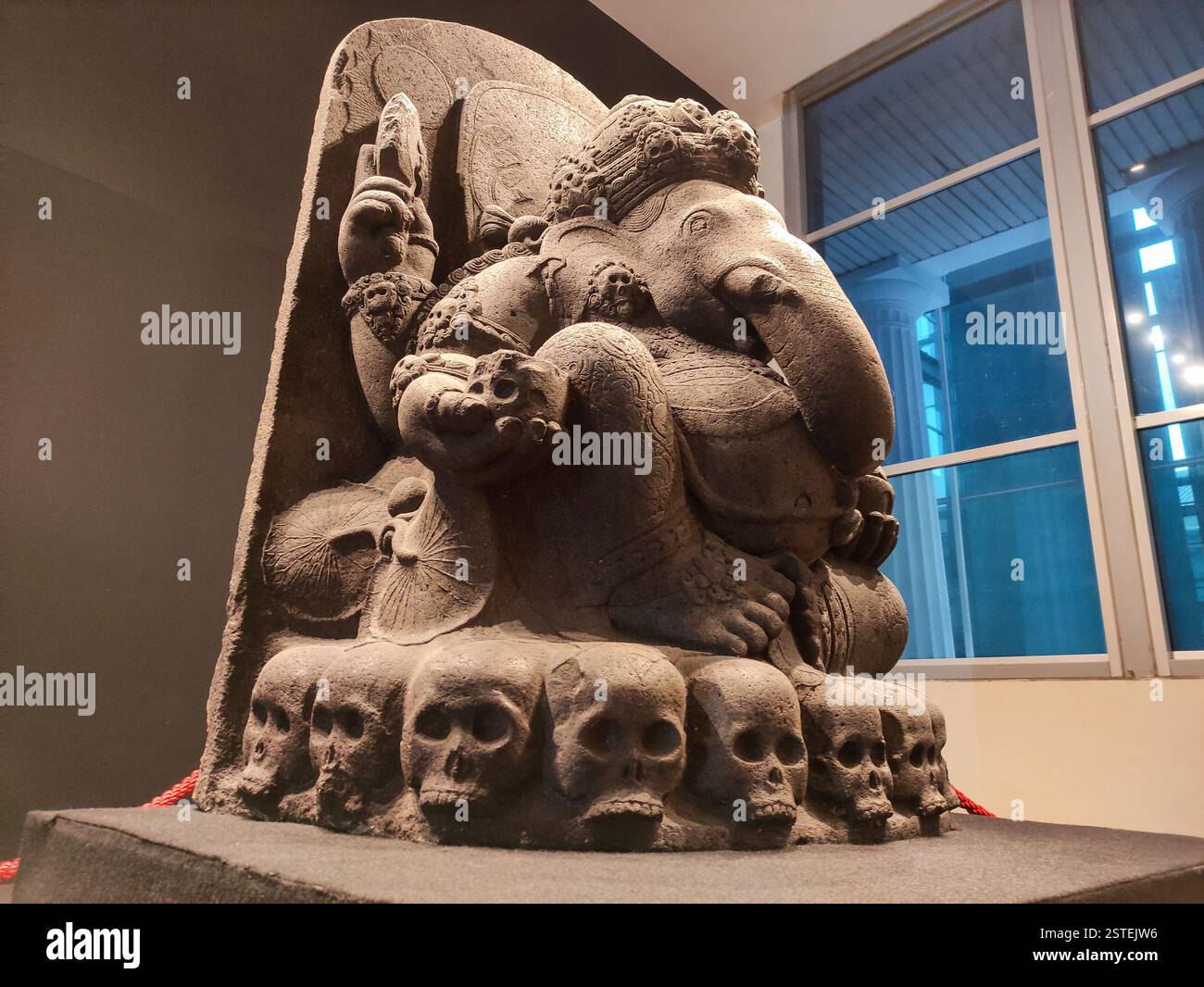 Jakarta, February 08, 2025: Ancient Stone Sculpture of Lord Ganesha ...