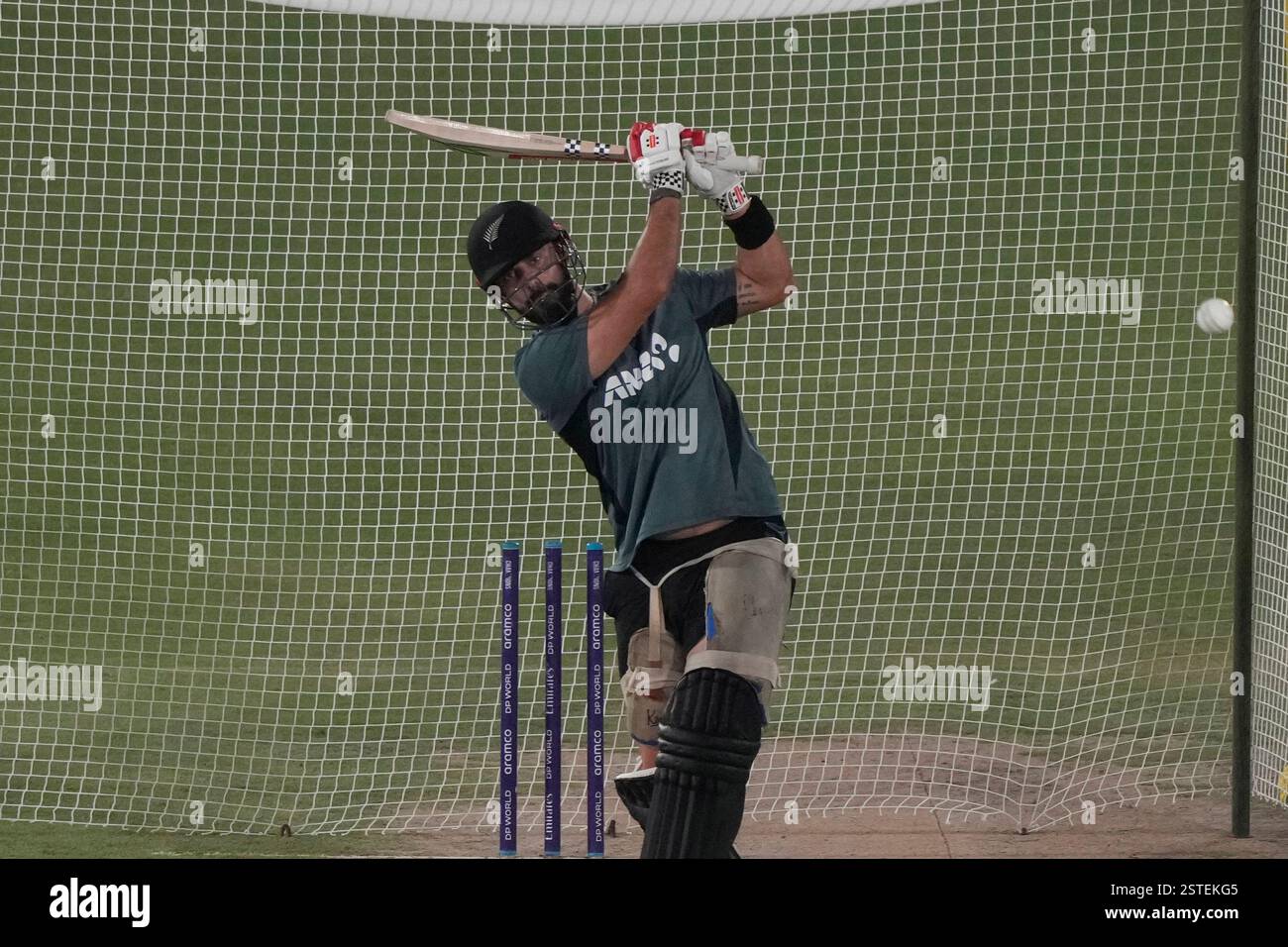 New Zealand's Daryl Mitchell attends a practice session for the ICC ...
