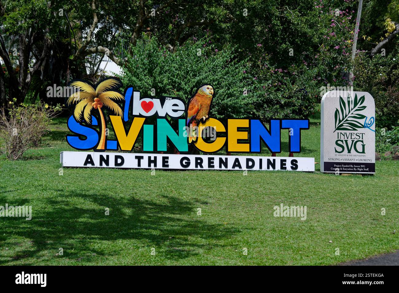St Vincent - Colorful St Vincent sign in the Botanic Gardens Stock ...