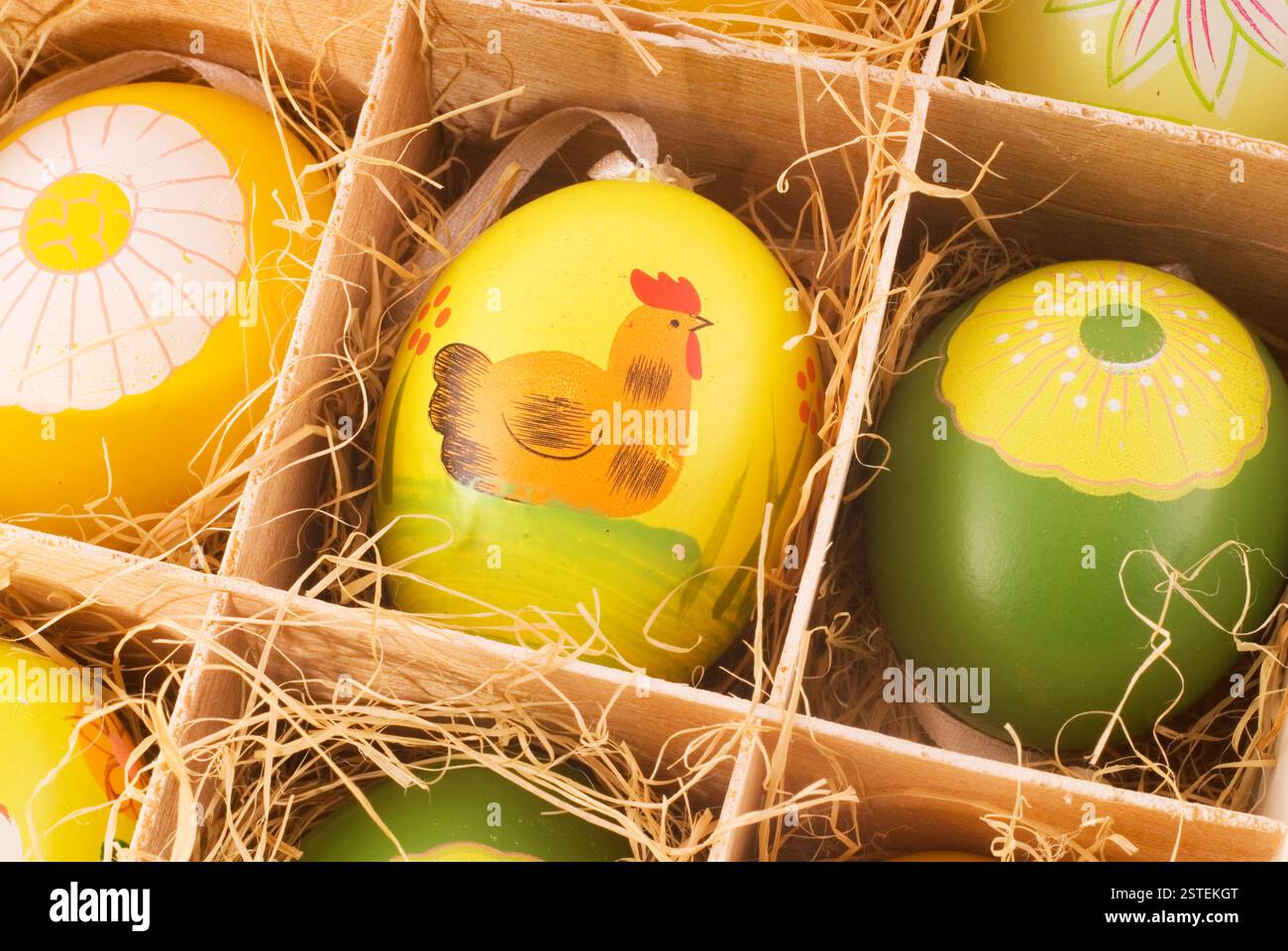 Box with painted easter eggs Stock Photo - Alamy