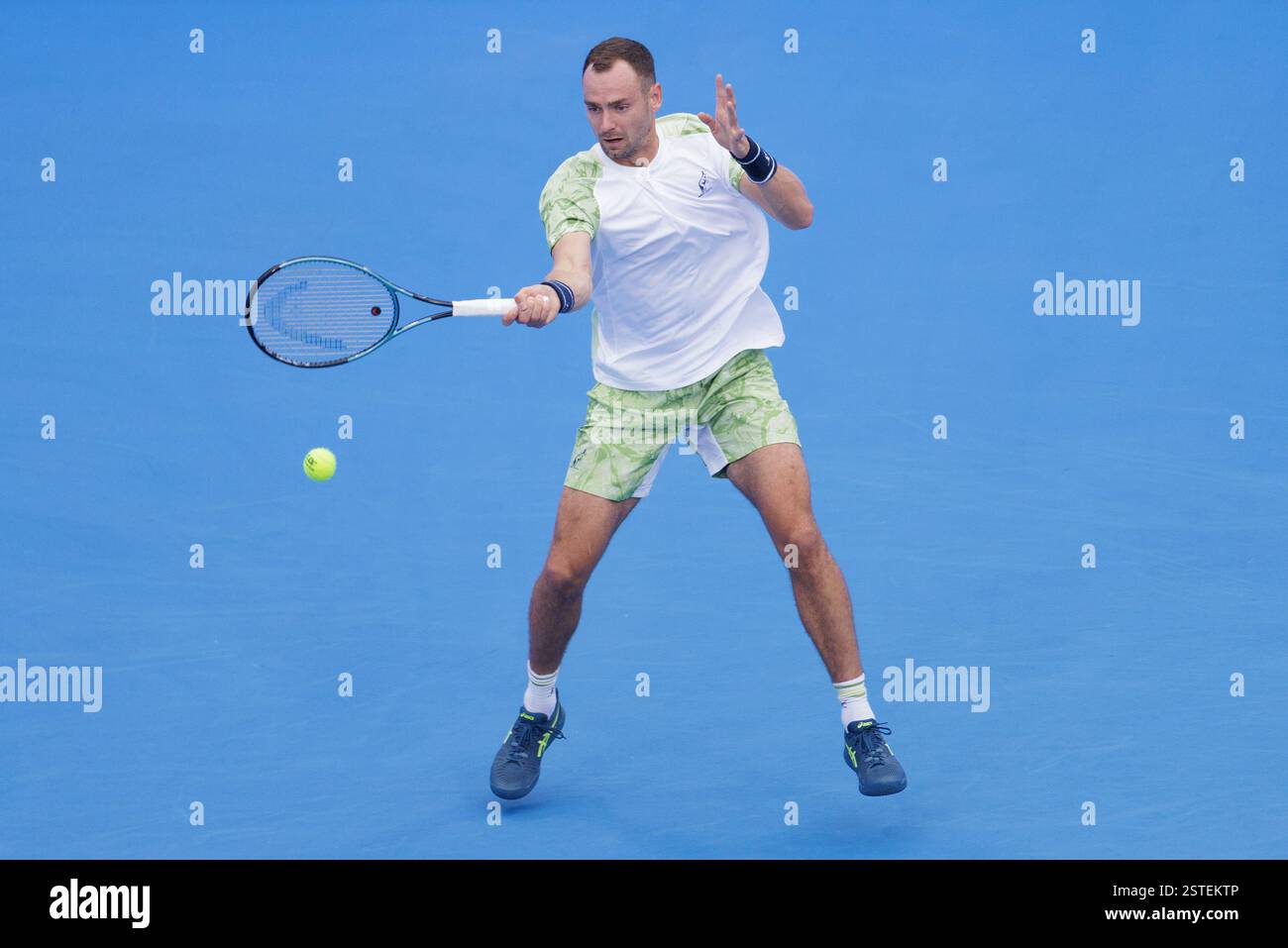 Roman Safiullin of Russia during the 2025 Qatar ExxonMobil Open, ATP ...