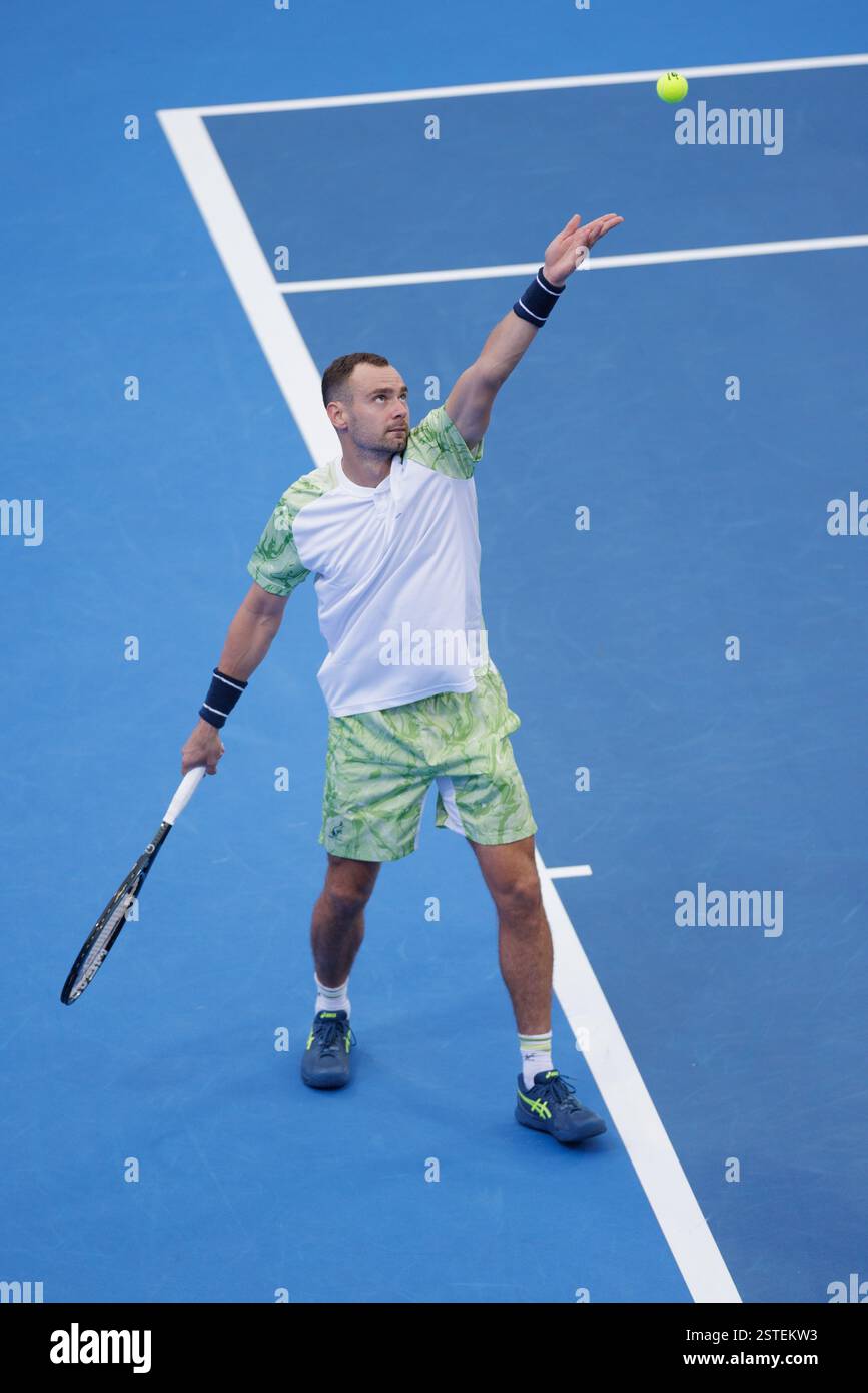 Roman Safiullin of Russia during the 2025 Qatar ExxonMobil Open, ATP ...